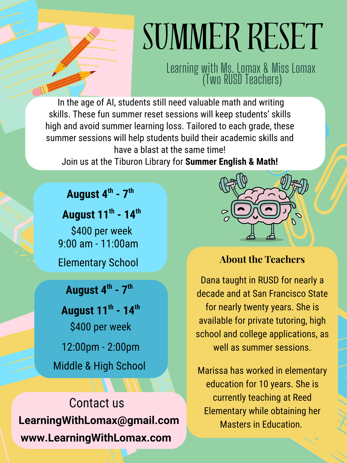 Fun Summer Reset Session with RUSD Credentialed Teachers | Marin Mommies